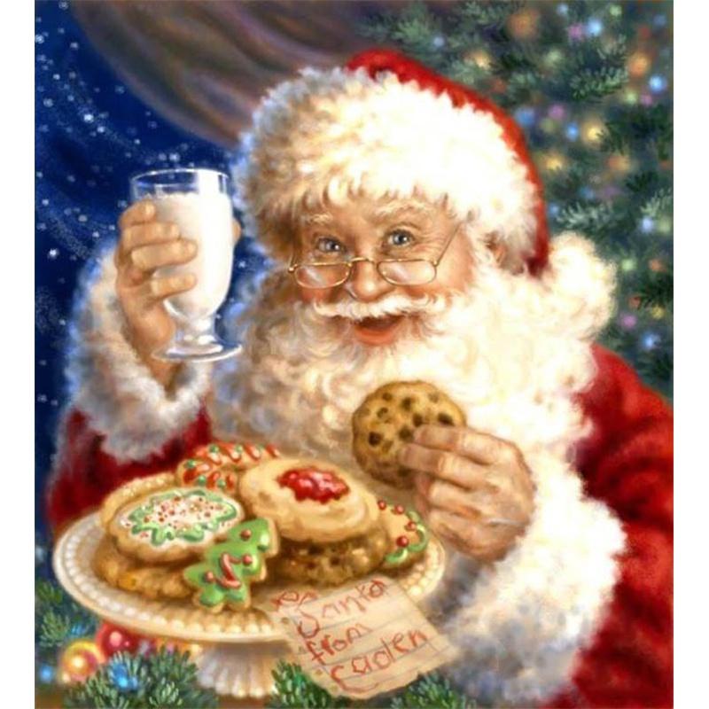 Buy DIY 5D Santa Claus Eat Waffle Diamond Painting Full Drill ...