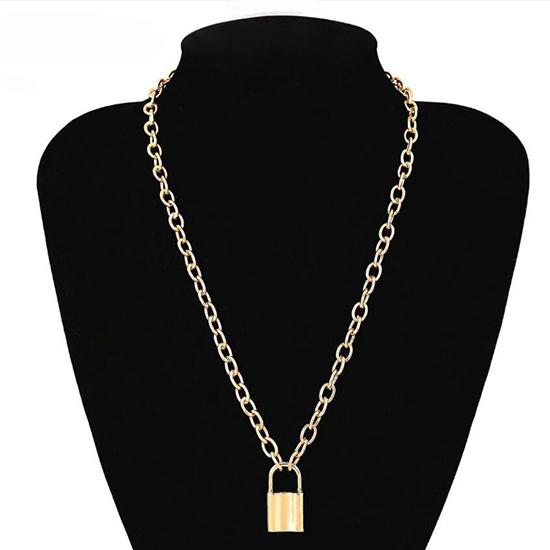 Satın alın Hip Hop Rock Chain Necklace Lock Key Pendant Necklace Couple ...