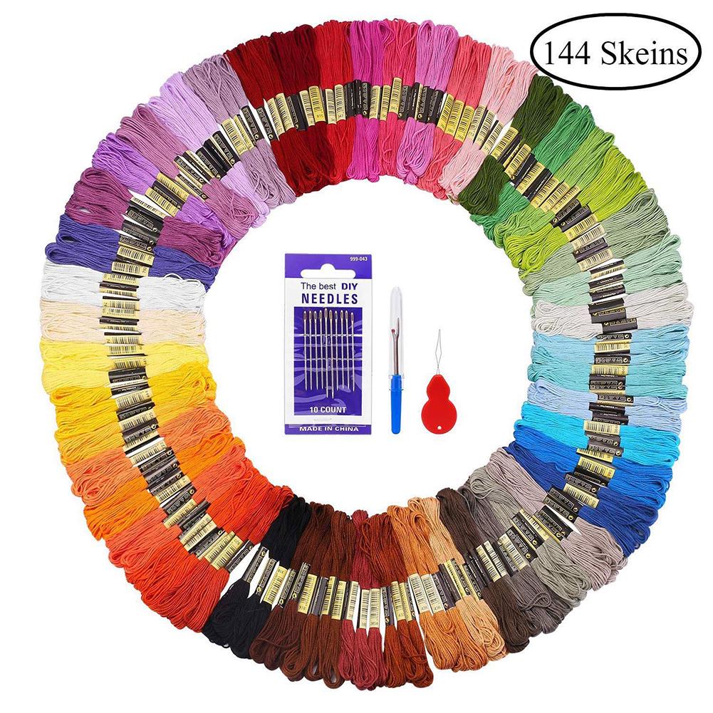 144 Skeins Embroidery Thread Cross Stitch Threads Bracelets Floss ...