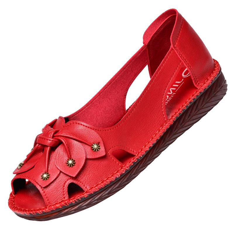 Buy Summer Sandals Women's Mother Shoes Leather Soft Bottom Non-slip ...