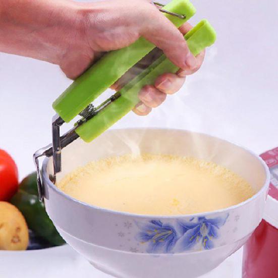 Buy Stainless Steel Silicone Handle Hot Bowl Dish Clamp Pot Pan Holder ...