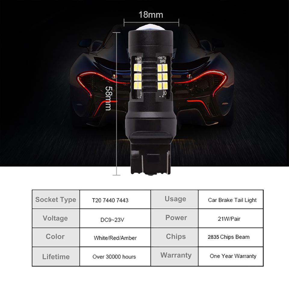 Buy Nlpearl 2x Signal Lamp T20 7443 W21W W21/5W 7443 LED Bulb Car Brake Reverse Light Lamp Turn ...