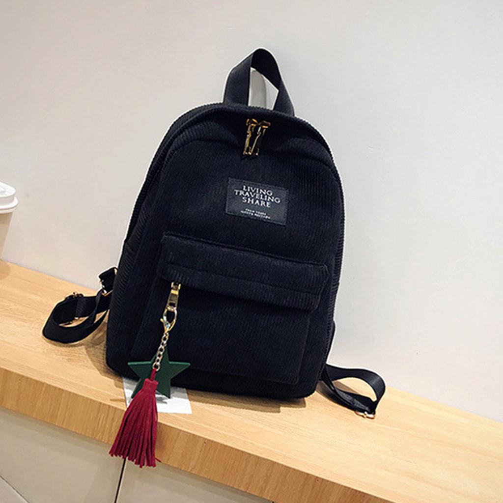 Buy Woman Mini Simple Corduroy Backpacks Campus Style Pure Color ...