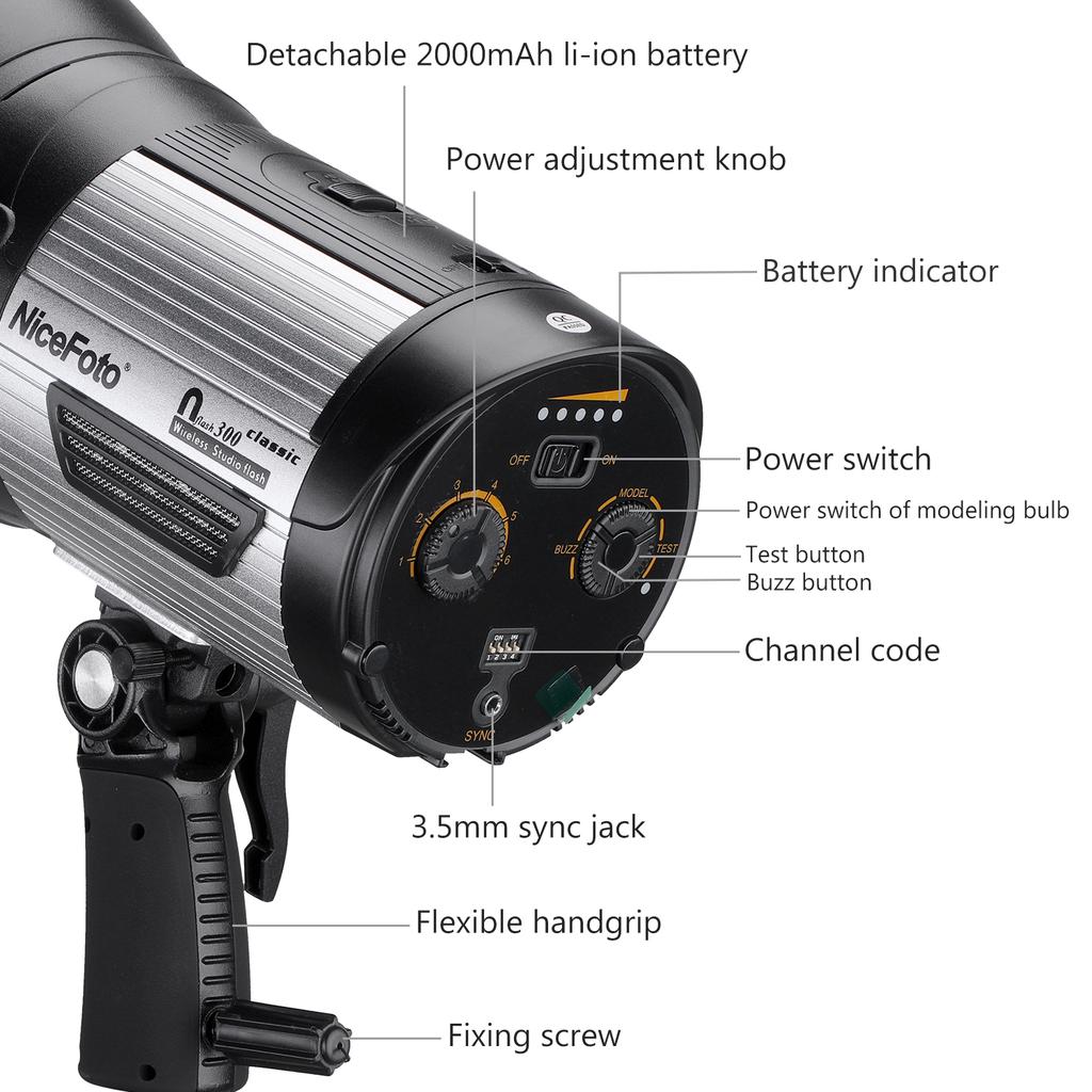 Classic Series nflash300 Wireless Studio Flash Light Portable 5500K ...