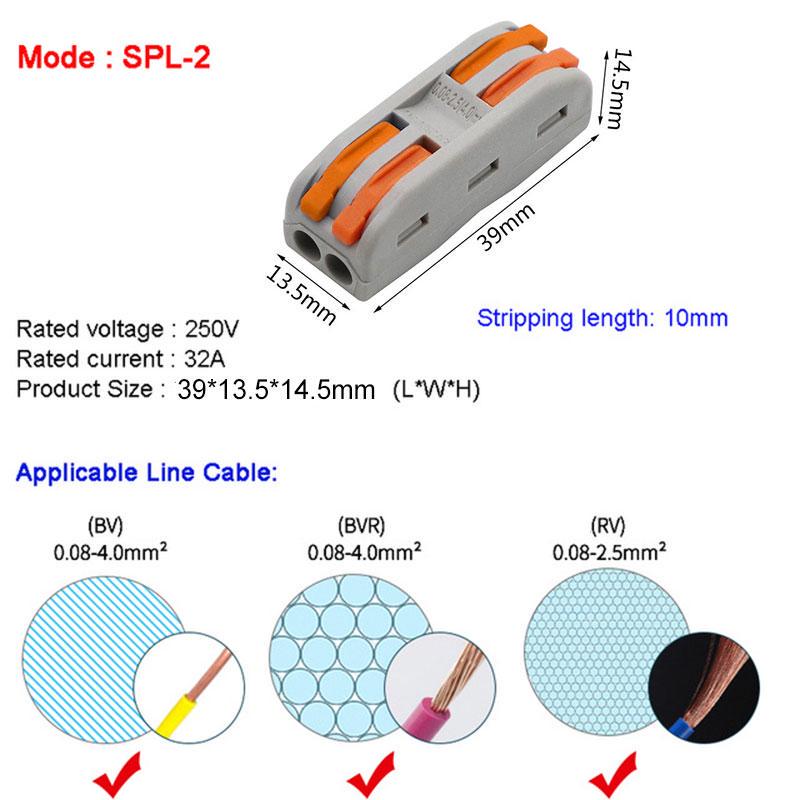 Buy Mini Quick Wire Cable Connectors Universal Compact Conductor Spring ...