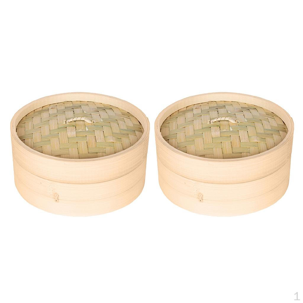 Buy 2pcs Bamboo Steamer Basket Asian Food Steamer for Dim Sum Dumplings ...