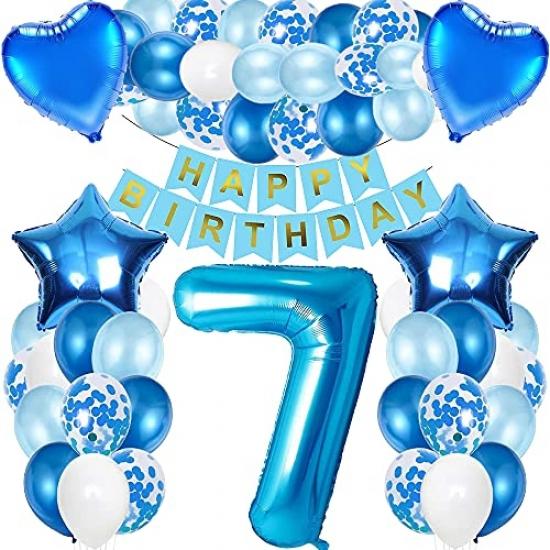 Buy Iwheat 7 year old birthday balloon - blue - boy birthday decoration ...