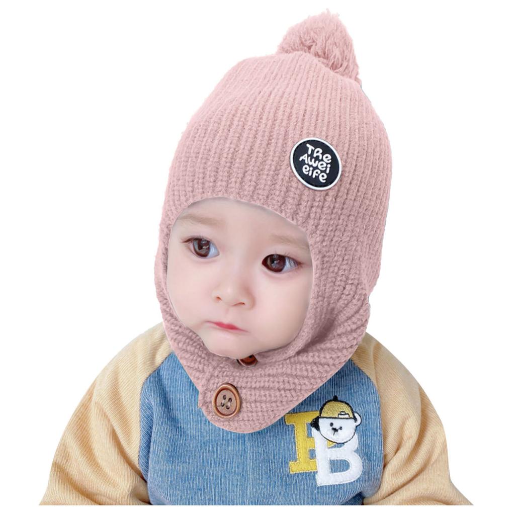 [YZ] Newborn Baby Boys Girls Winter Solid Cute Villus Keep Warm Earflap ...