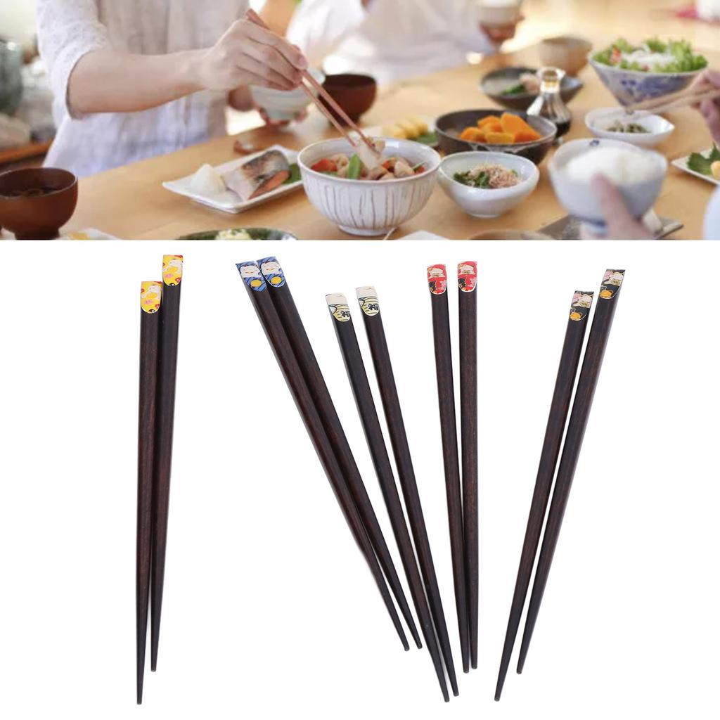 Buy 5 Pairs Reusable Chopsticks Natural Rosewood Japanese Style Healthy ...