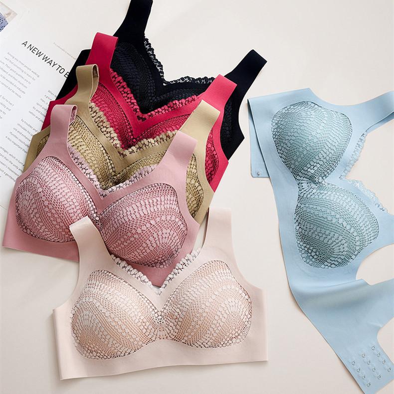 Buy Women Wireless Adjustable Gathered Push Up Bra Seamless Beauty Back ...