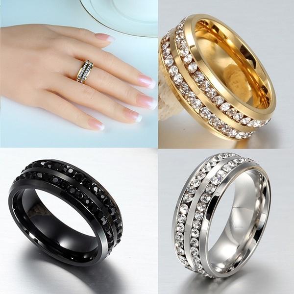 Buy Fashion Austrian Crystal Rings for Women 18k Gold Plated Stainless ...