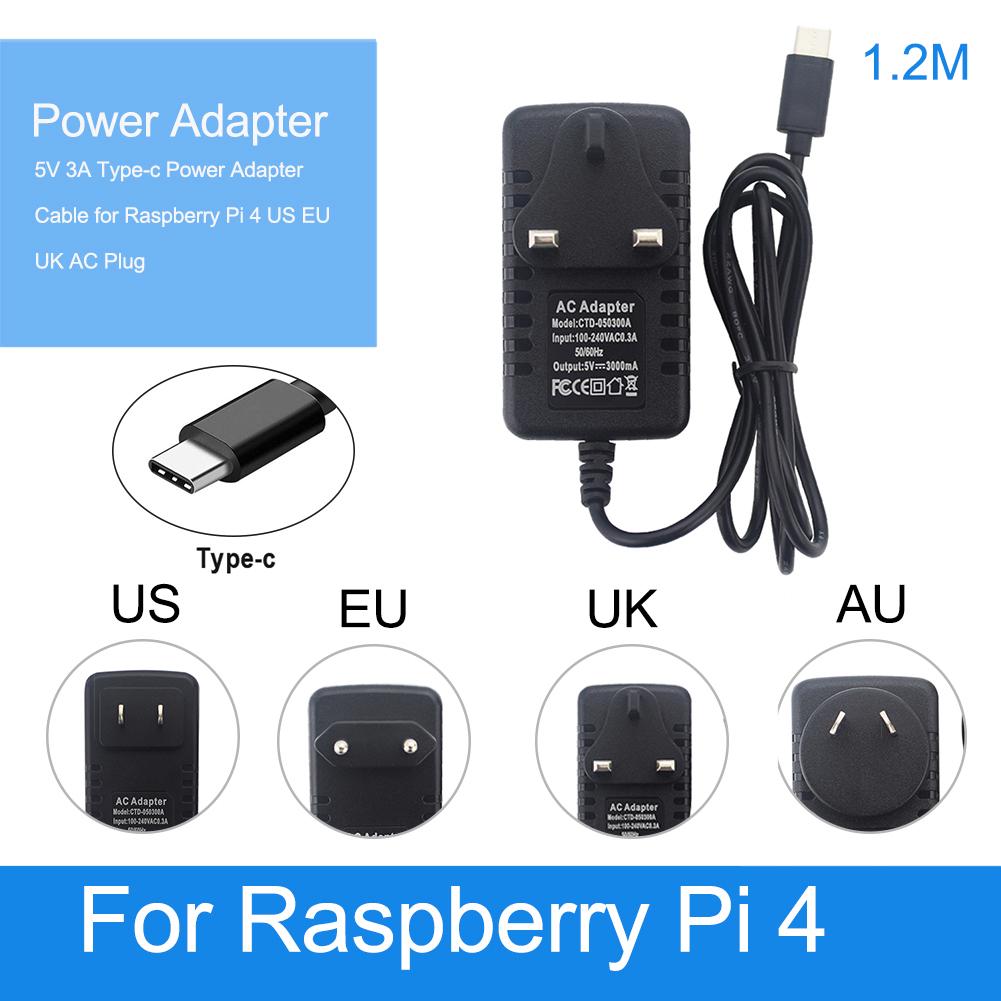 Buy Power Supply for Raspberry Pi 4 5V 3A Type-C USB Power Adapter for ...