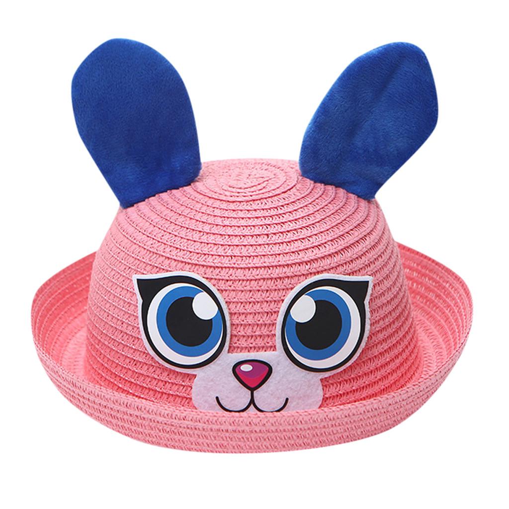 Buy JNE Breathable Rabbit Cartoon Hat Kids Ears Straw Hats Summer Baby ...