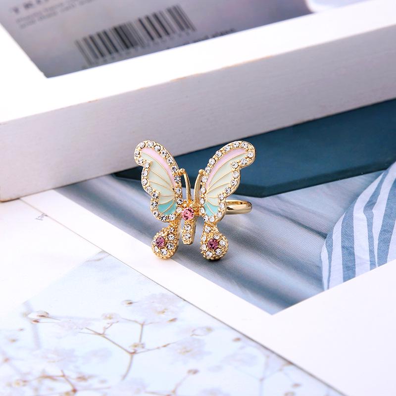 Buy Korean Fashion Temperament Drop Oil Cute Butterfly Ring at ...