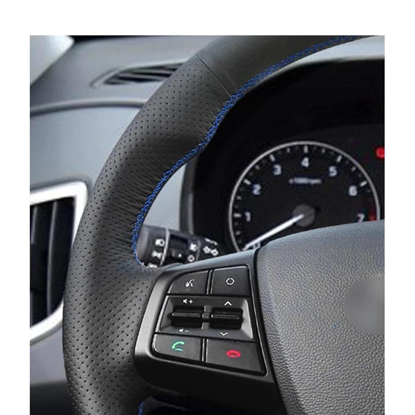Cheap Black PU Faux Leather Hand-stitched Car Steering Wheel Cover for ...