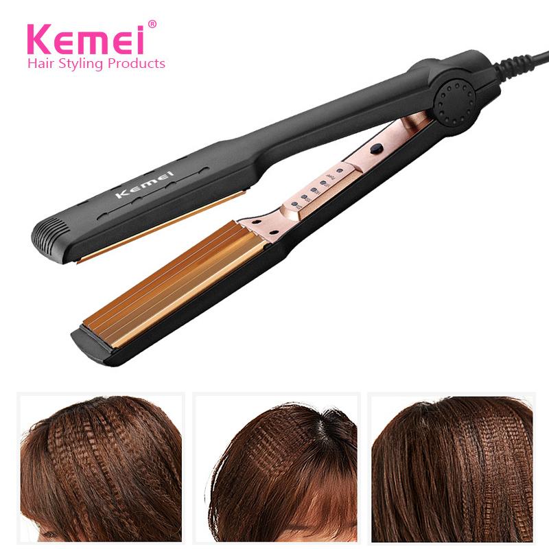 Kemei Professional Hair Curler Corruga Curling Iron for Hair Crimp Corn ...