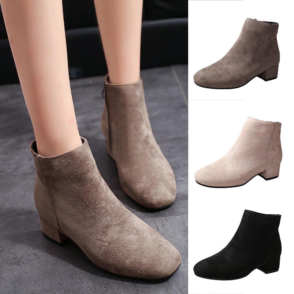 Buy Women Flock Ankle Ladies Round Toe Party Western Fabric Boots at ...