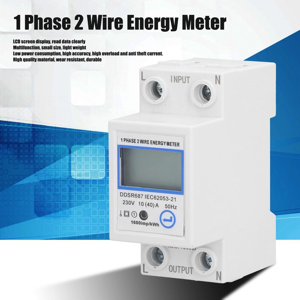 Buy 1 Phase 2 Wire Energy Meter Multifunctional LCD Digital Display 2P ...