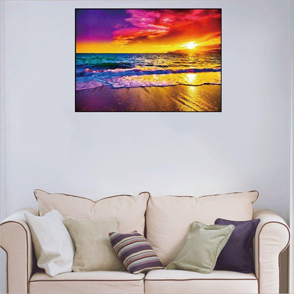 Buy DIY Home Decor Sunset Beach Handcraft Full Drill 5D Diamond ...