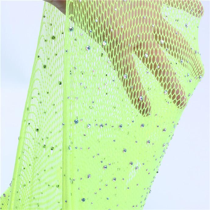 Cheap Rhinestones Slash Neck Sexy Bodysuit Fishnet Mesh Transparent ...