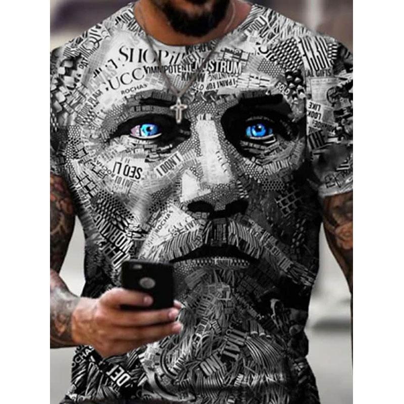 Buy Men's Tee T Shirt Shirt 3D Print Graphic Human Face Plus Size Short ...