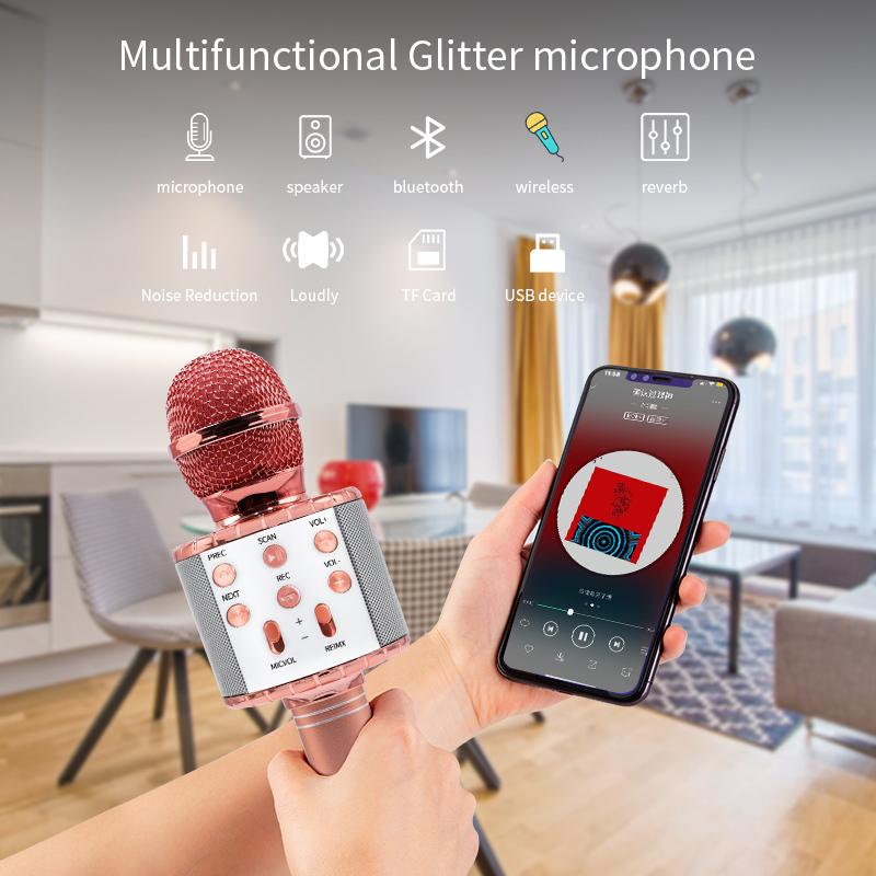 Buy 1 Piece LED Light Flashing Microphone 858L Bluetooth Wireless ...