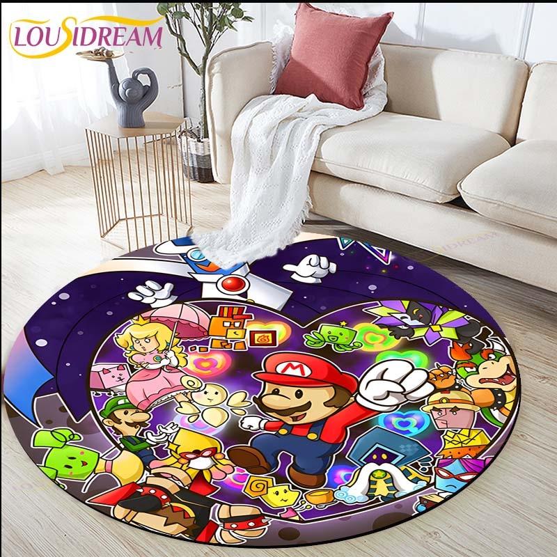 Cartoon Mario Bros Print Children Carpet Area Rugs Round Carpet for ...