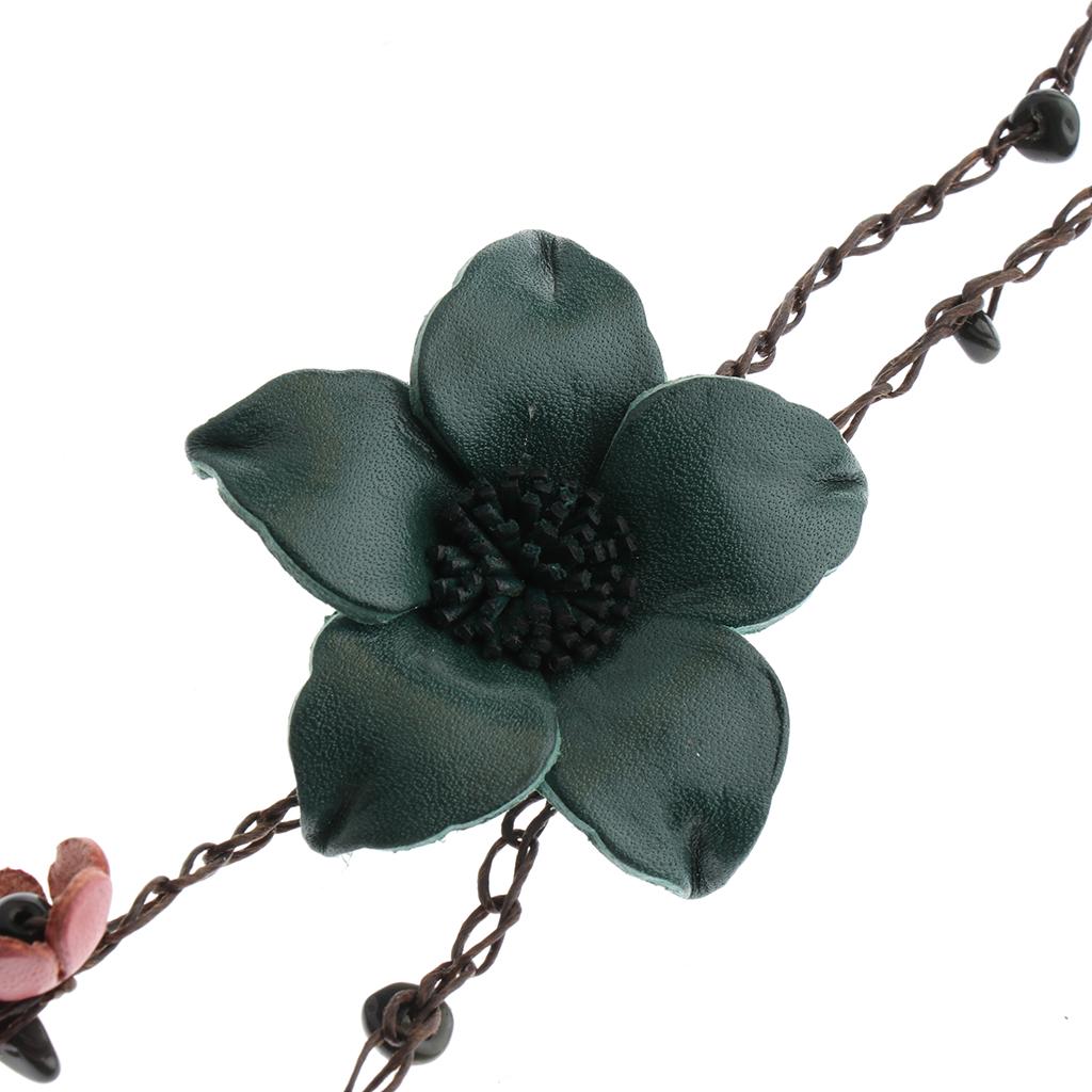 Buy Women Weaves Waist Belt Tassels Leather Flower Rope Chain Pink at ...
