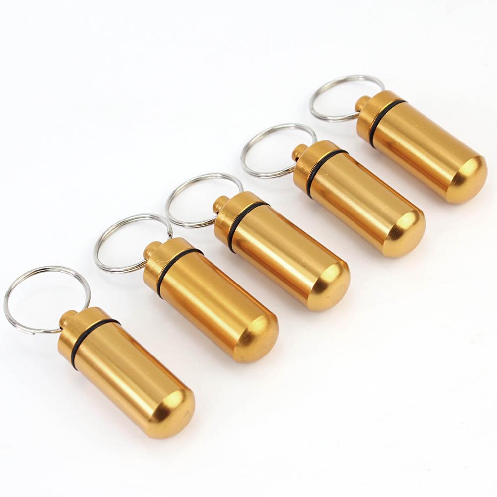 Buy 5 Pcs Small Keychain Pill Aluminum Box Case Bottle Container for ...