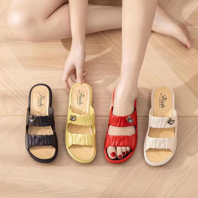 Cheap High heeled women's slippers for summer outdoor wear, home thick ...