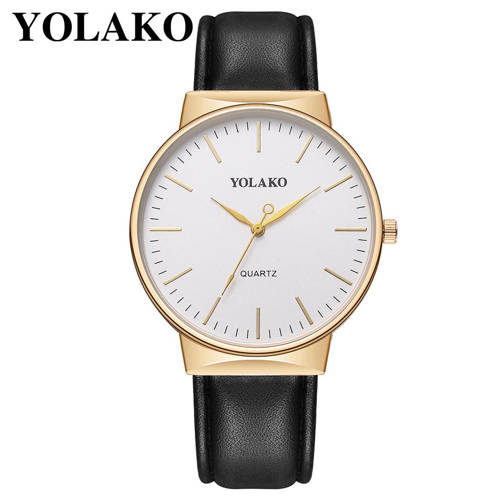 Buy YOLAKO Men's Leather Band Analog Wrist Quartz Watch at affordable ...