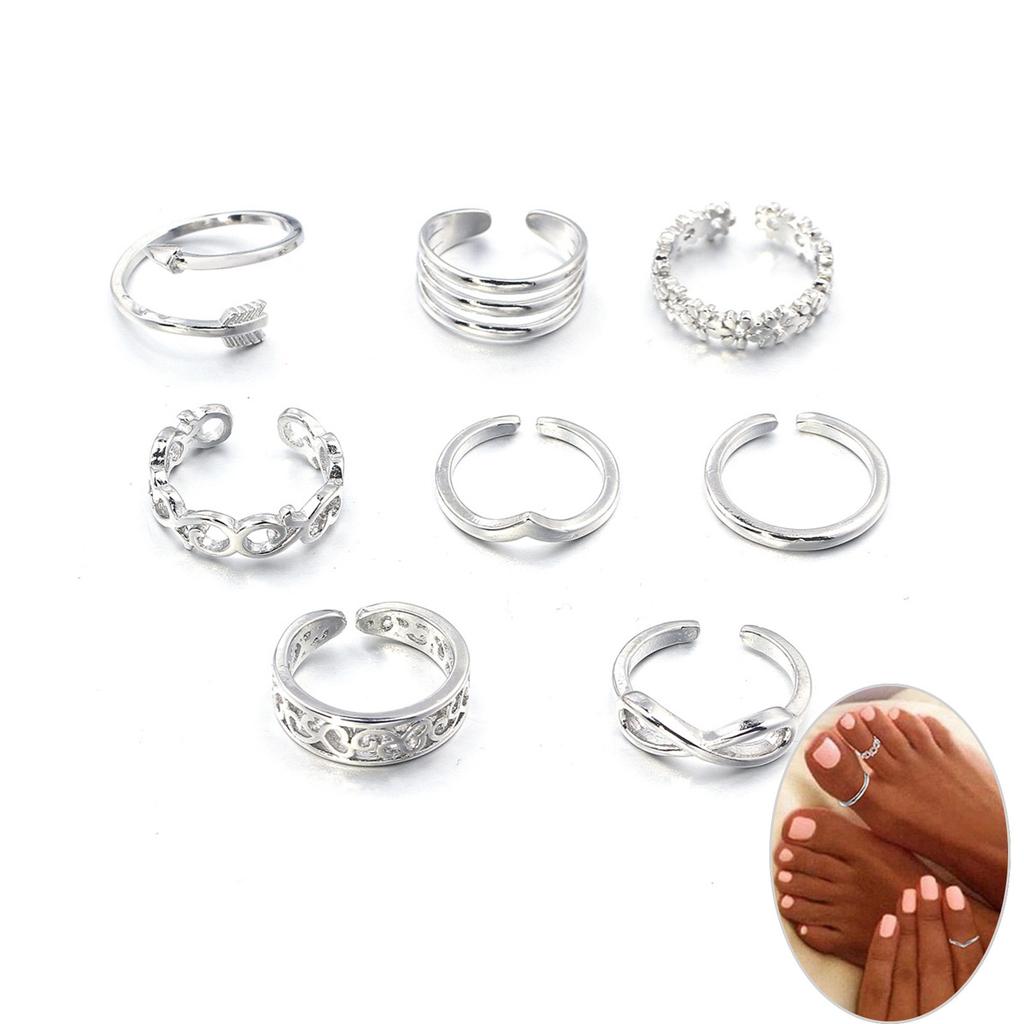 Buy 8PCS Women's Ring Adjustable Toe Ring Set Various Rings Open Toe ...