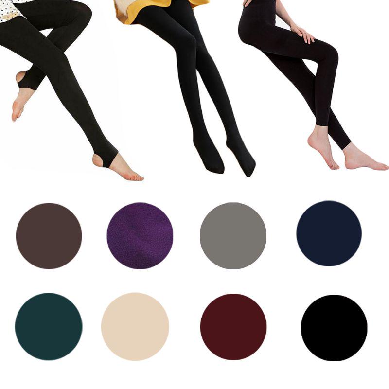 Womens Stretchy Tights Warm Skinny Pantyhose High Waist Thermal Ankle ...