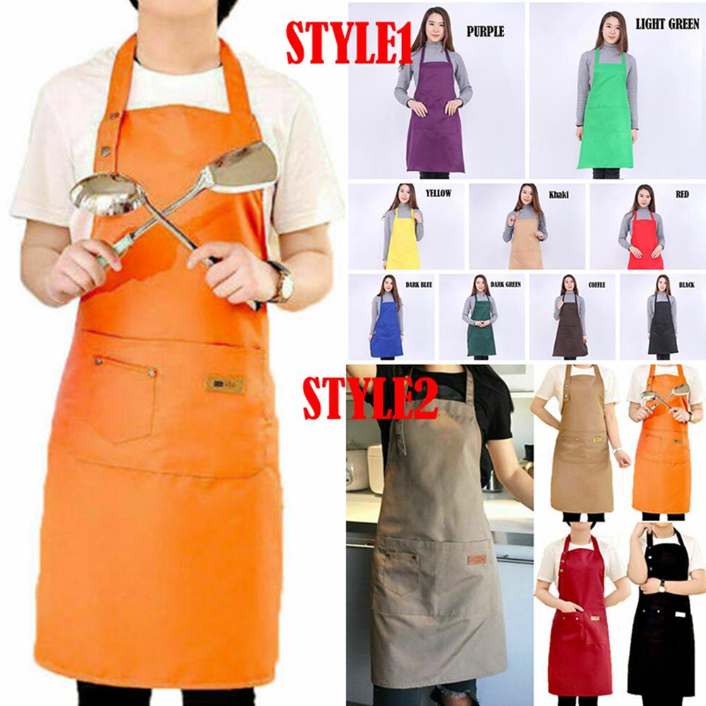 Buy Waterproof Cooking Apron with Pockets Thicken Cotton Polyester ...