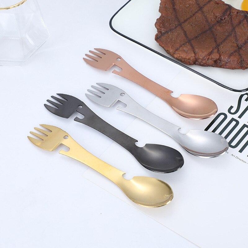 Buy Fork Spoon Camping Multi Function Spoon 5 In 1 Integrated Fork ...