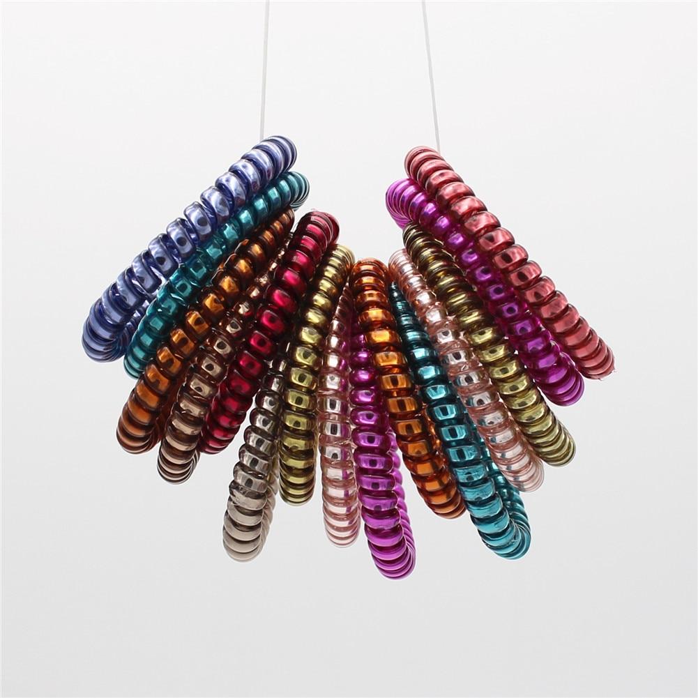 10Pcs Super Thin Coiled Plastic Hair Ties Colorful Stretched Spiral ...