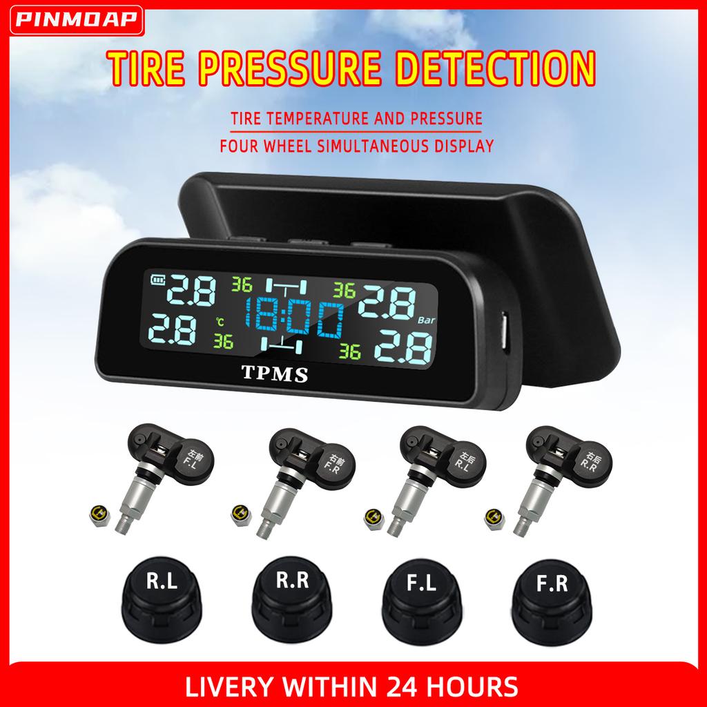 Buy Smart TPMS Car Tire Pressure Alarm Monitor System 4 Sensors Display Solar Intelligent Tyre ...