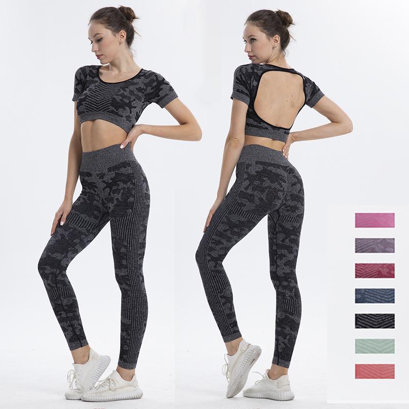 Buy Sports Suits for Women Sportswear Seamless Fitness Yoga Suit Shirt ...