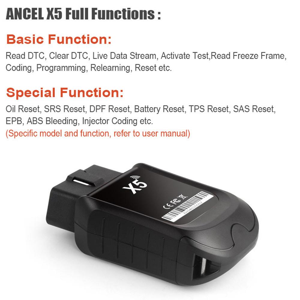 Buy Ancel X5 WiFi OBD2 Scanner Full System Code Reader for Windows ...
