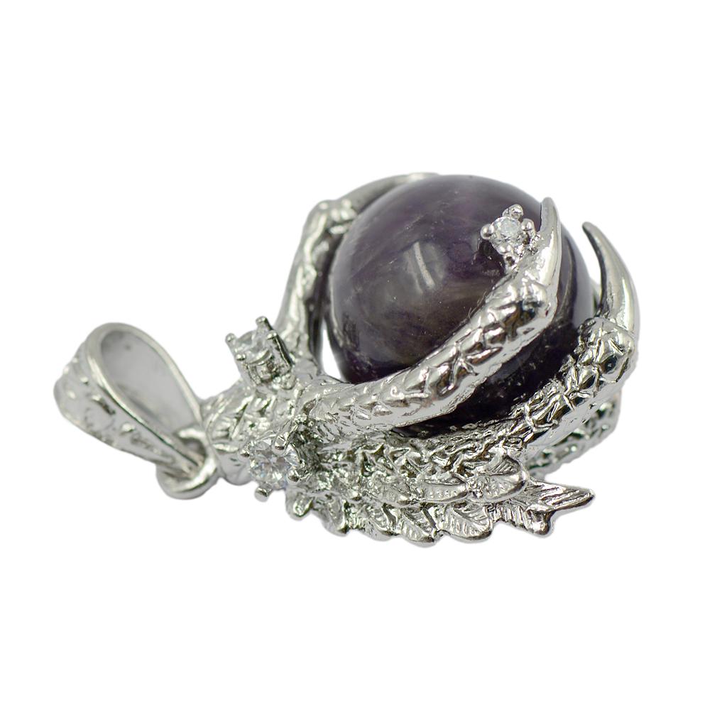 Buy Pendant Silver Dragon Claw Wrap Ball Chain Brown Chakra Gemstone ...