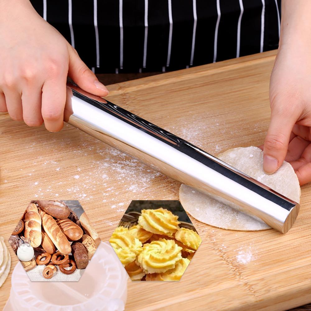 Stainless Steel Rolling Pin Dough Roller Bake for Cookies Cake Biscuit ...