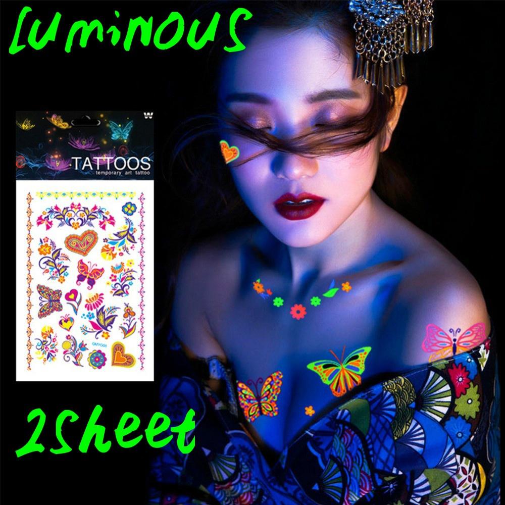 Buy 2 Sheet Luminous Temporary Tattoos Stickers Glow In the Dark ...