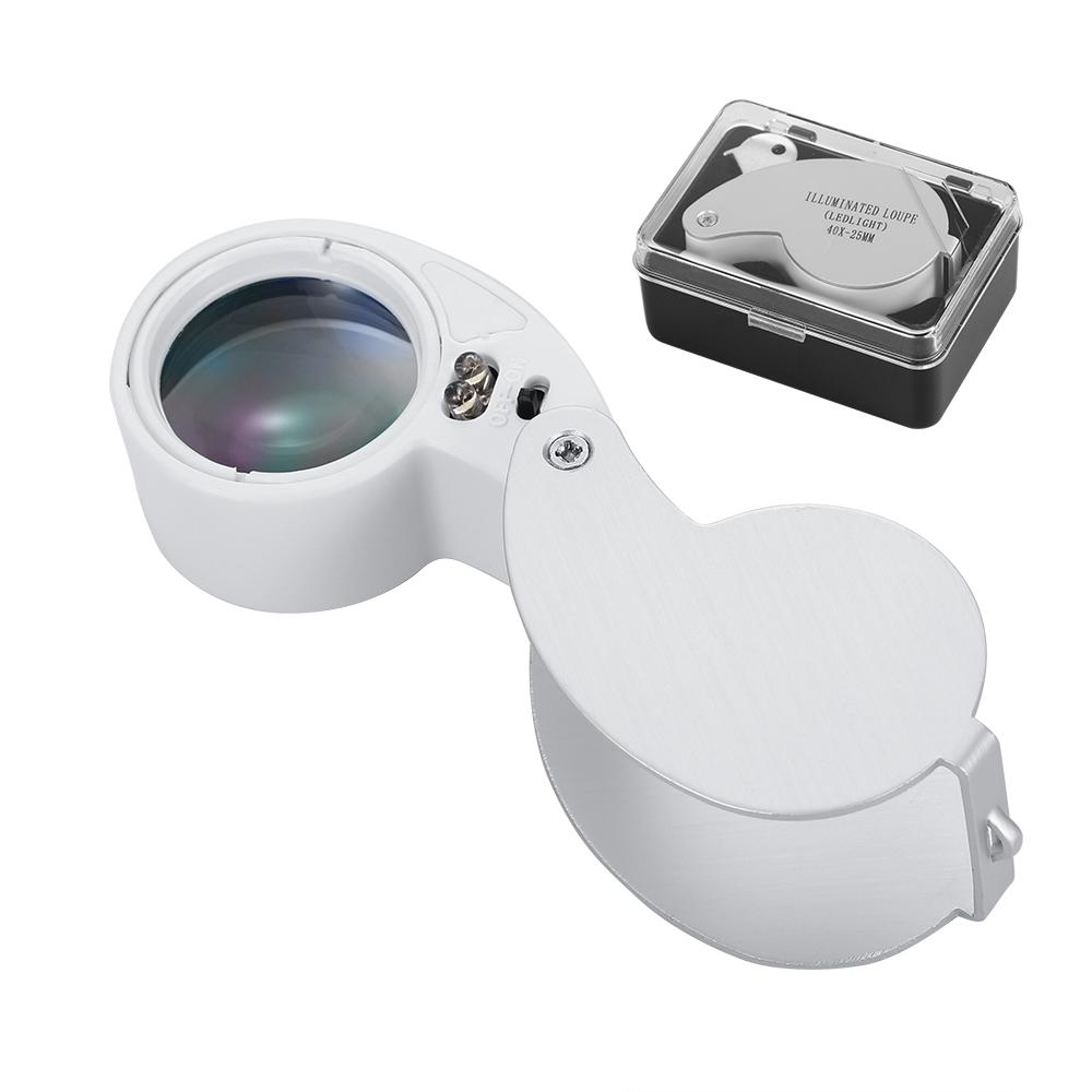 Buy 40X Portable Folding Magnifier Loupe Illuminated Magnifying Glass ...