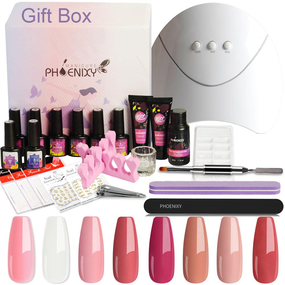 Poly Gel Set With 36W LED Lamp Nail Gel Polish Extension Gel Nail Art ...