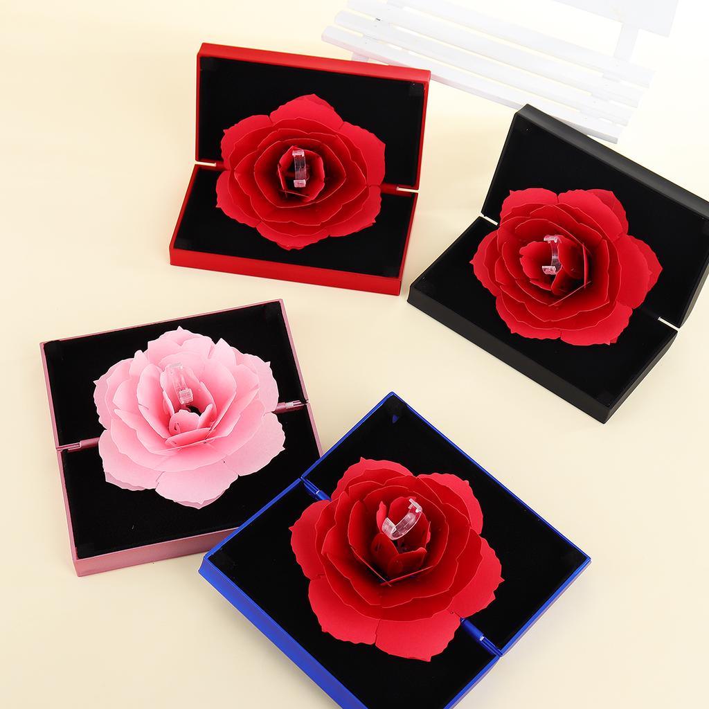 Buy Creative Lifting Rotating Rose Ring Box Jewelry Storage Case ...