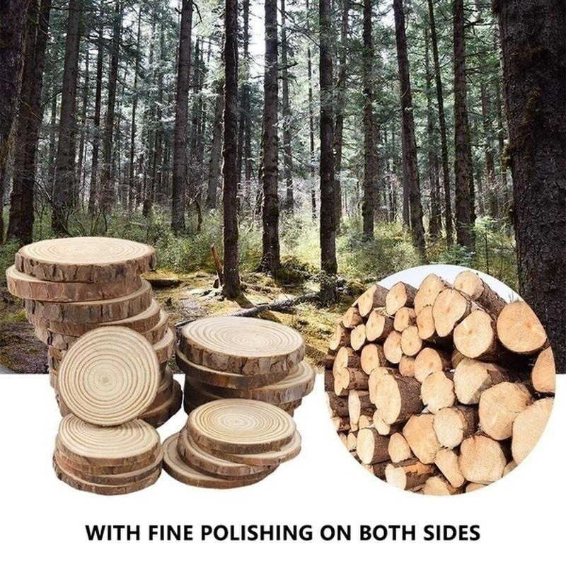 Buy 10/20/30pcs Christmas Ornament Natural Round Wood Chips Slices ...
