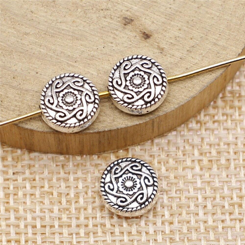 Antique Silver Color 10Pieces Brand: WYISYWG Round Pattern Small Hole ...