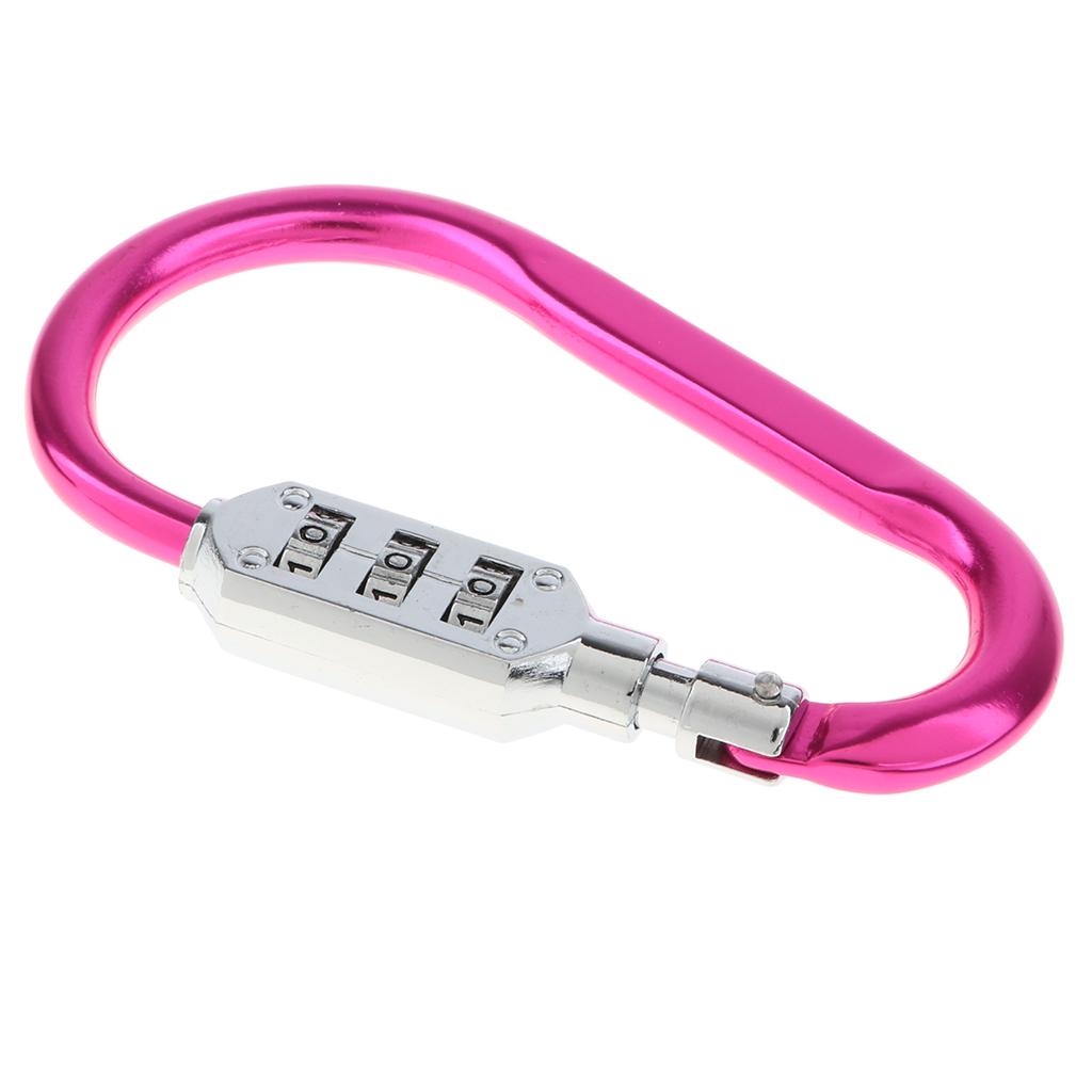 Buy Carabiner Hook Buckle Clip Keychain with 3 Digits Combination Lock ...