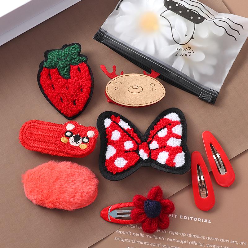 Buy 1Set Cute Cartoon Barrettes Children Fruits Bow Hairpins Girls ...