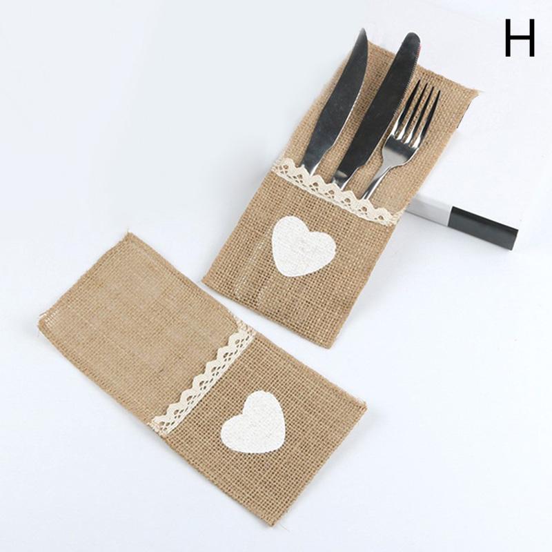 Buy 1PC Table Cutlery Pocket Cutlery Holder Tableware Pouch Burlap Lace ...